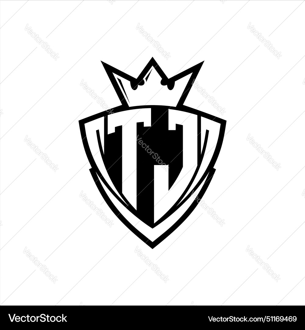 Tj letter logo with sharp triangle shield shape Vector Image