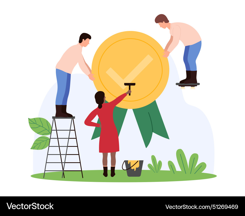 Verification check mark certified product quality Vector Image