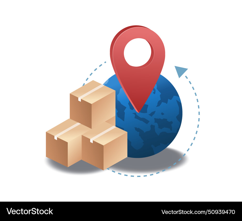 Delivering packages of goods overseas flat Vector Image