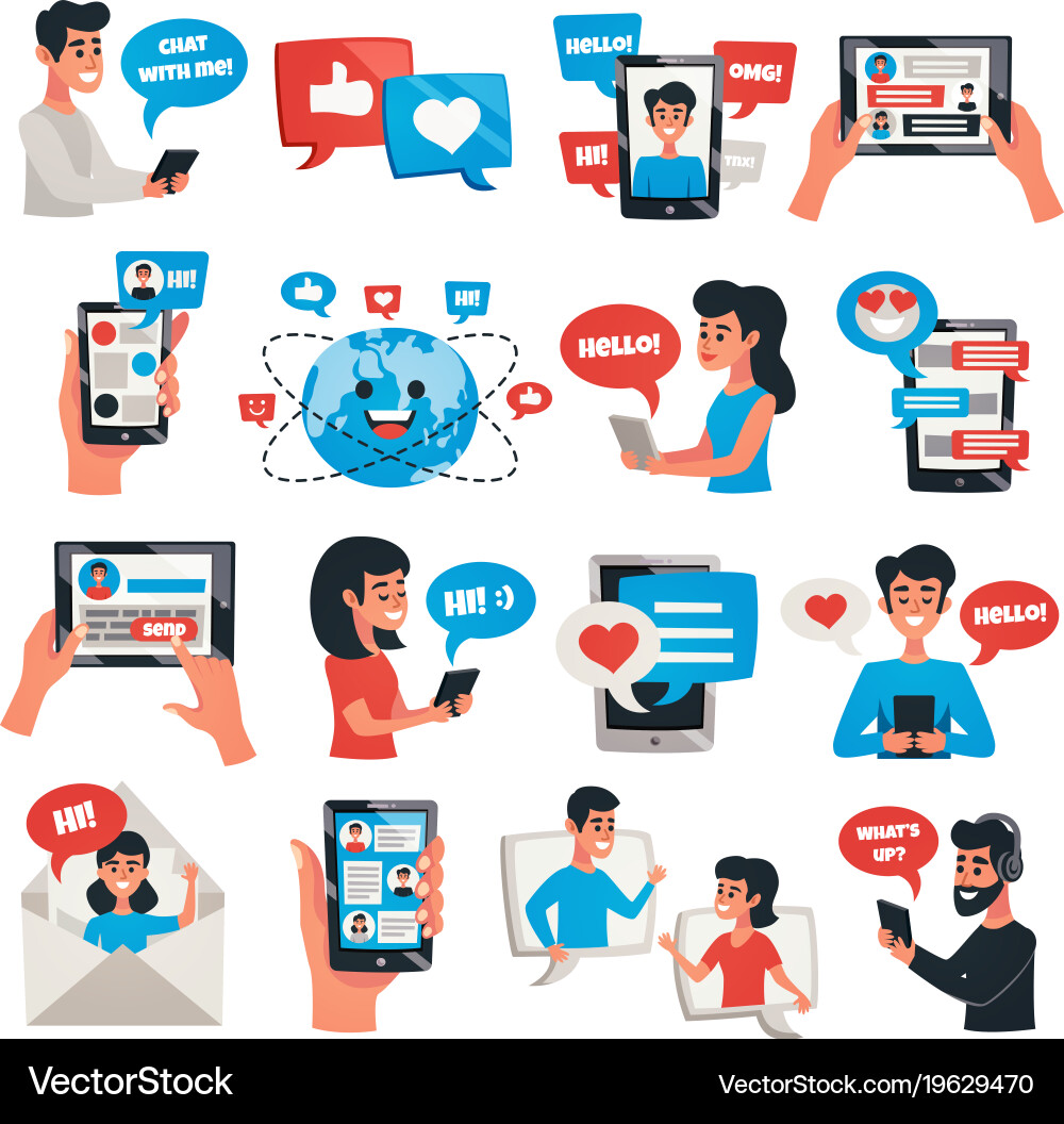 Electronic communication devices icons set Vector Image