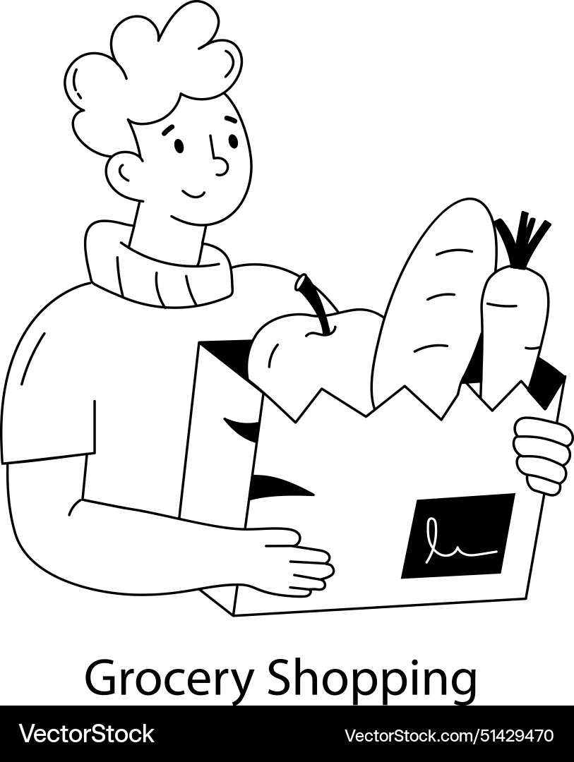 Grocery shopping Royalty Free Vector Image - VectorStock