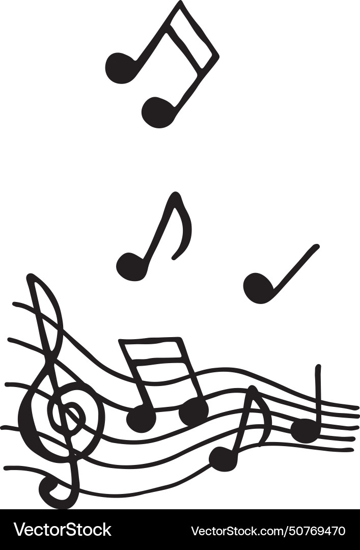 Melody music notes theatre color doodle drawing Vector Image