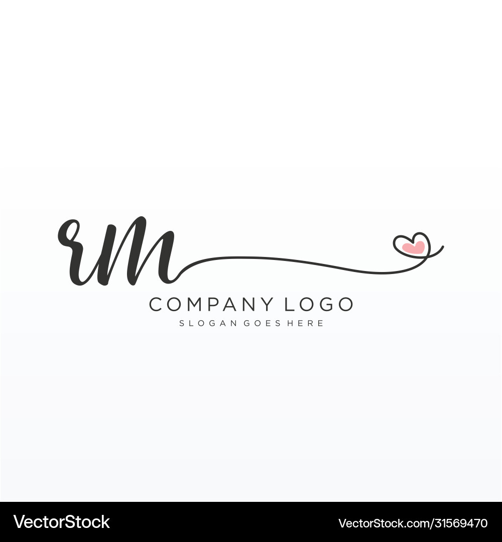 Rm initial handwriting logo designinitial Vector Image