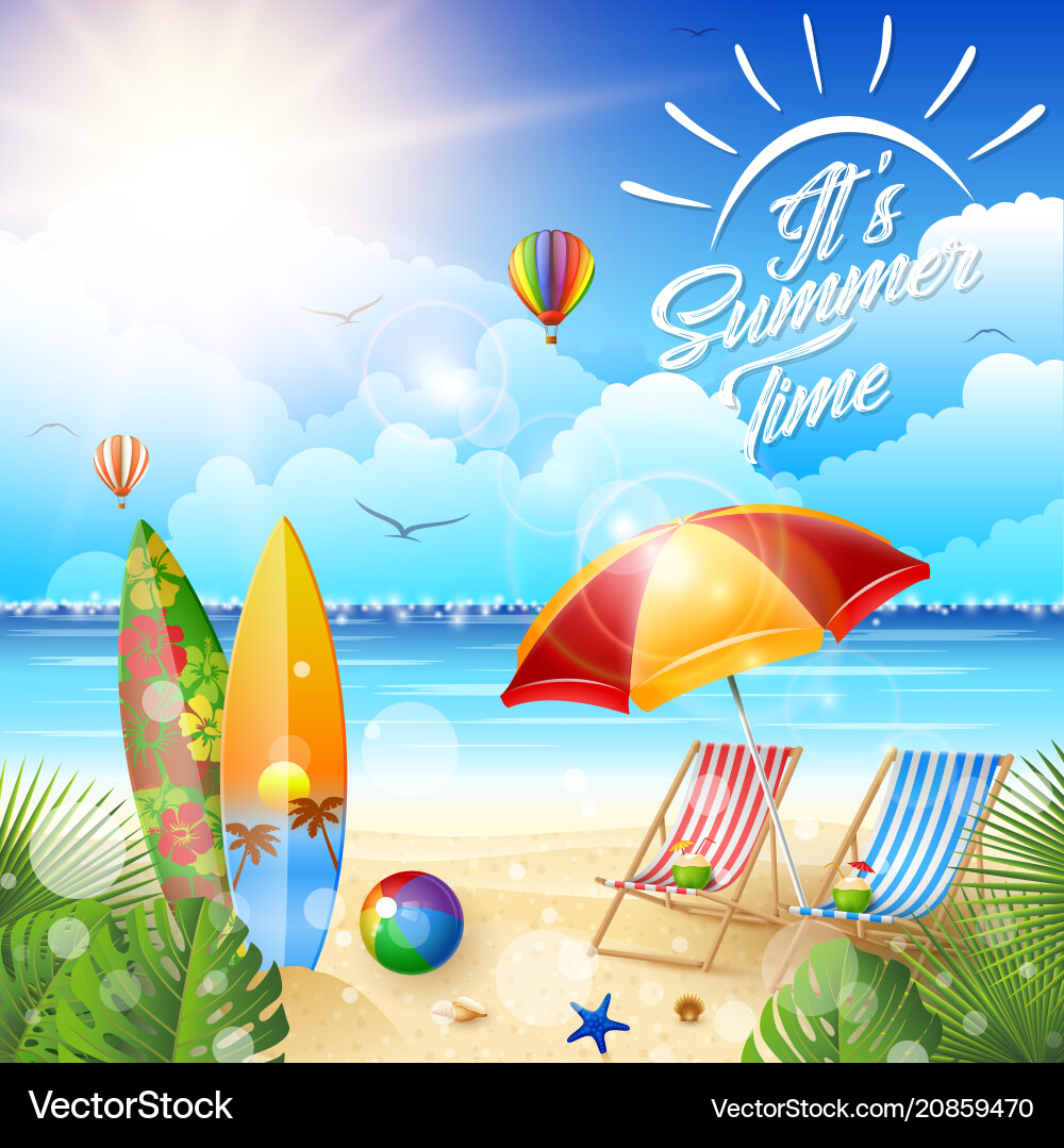 Summer Beach Scene Royalty Free Vector Image - VectorStock