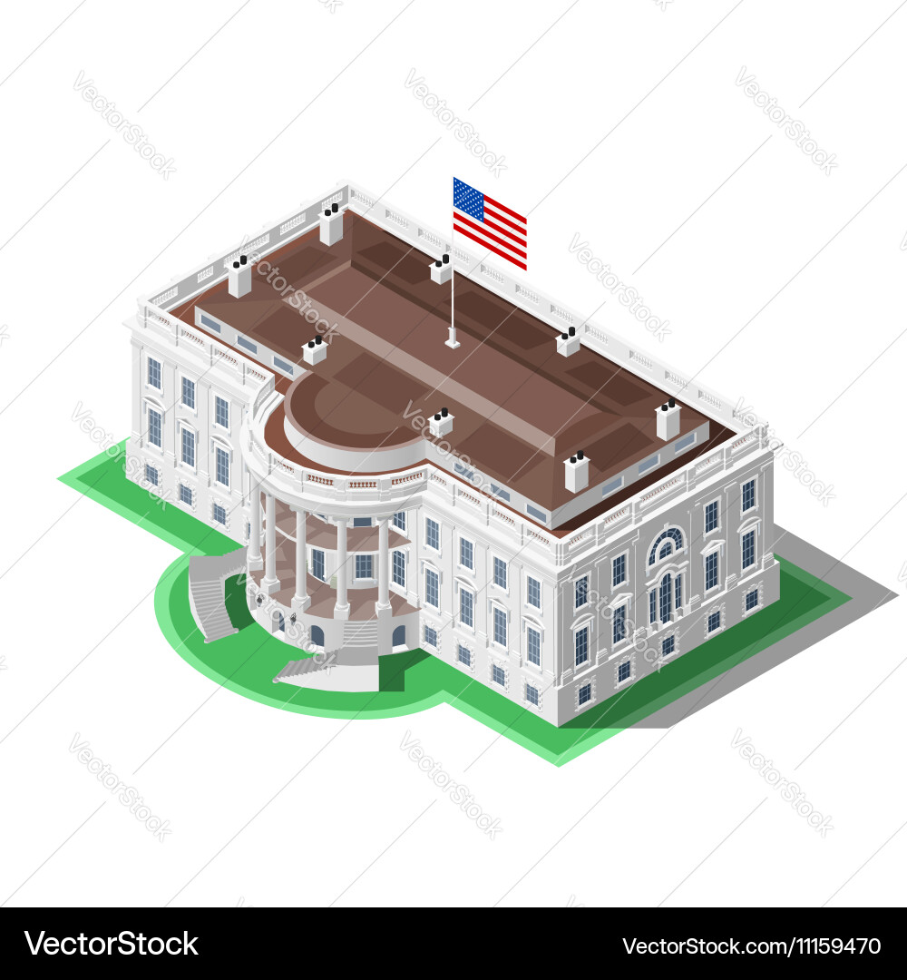 White House Isometric Building Royalty Free Vector Image