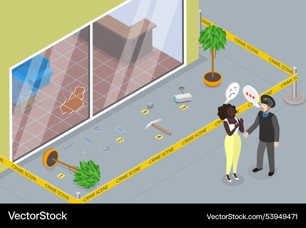 3d isometric flat of crime Royalty Free Vector Image