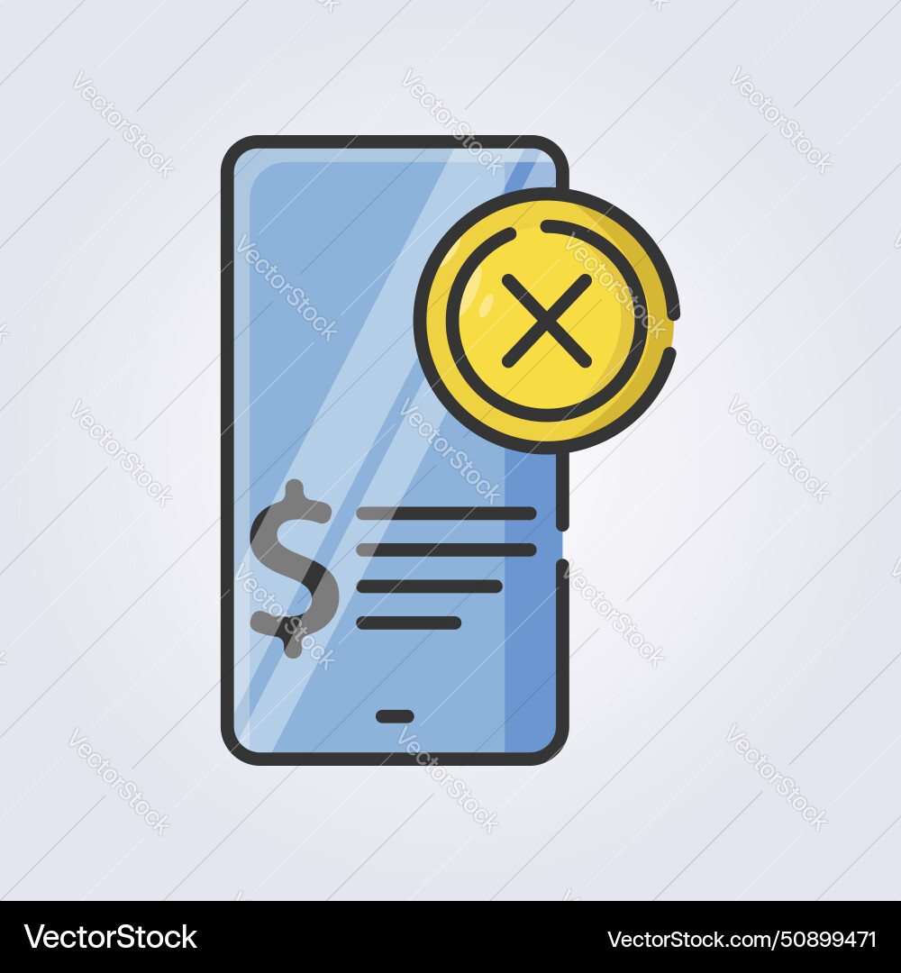 Colored outline online failed payment icon logo Vector Image