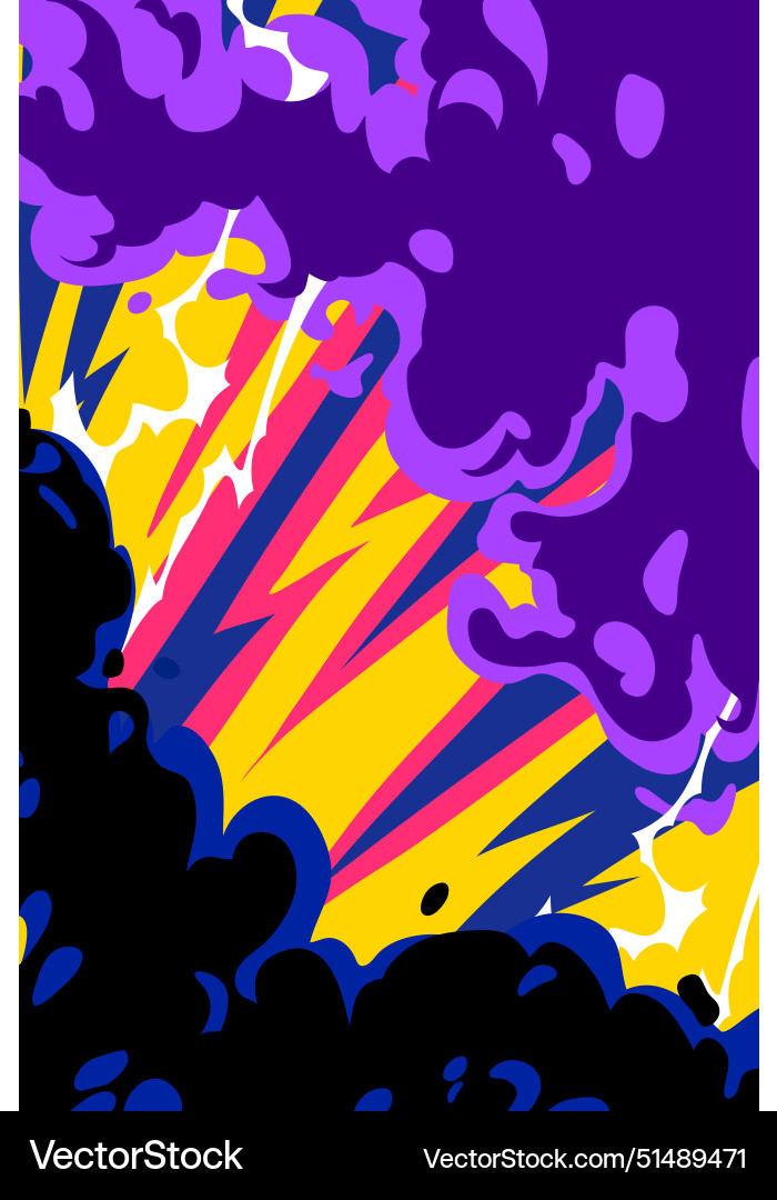 Comic book fantastic fire flames smoke background Vector Image