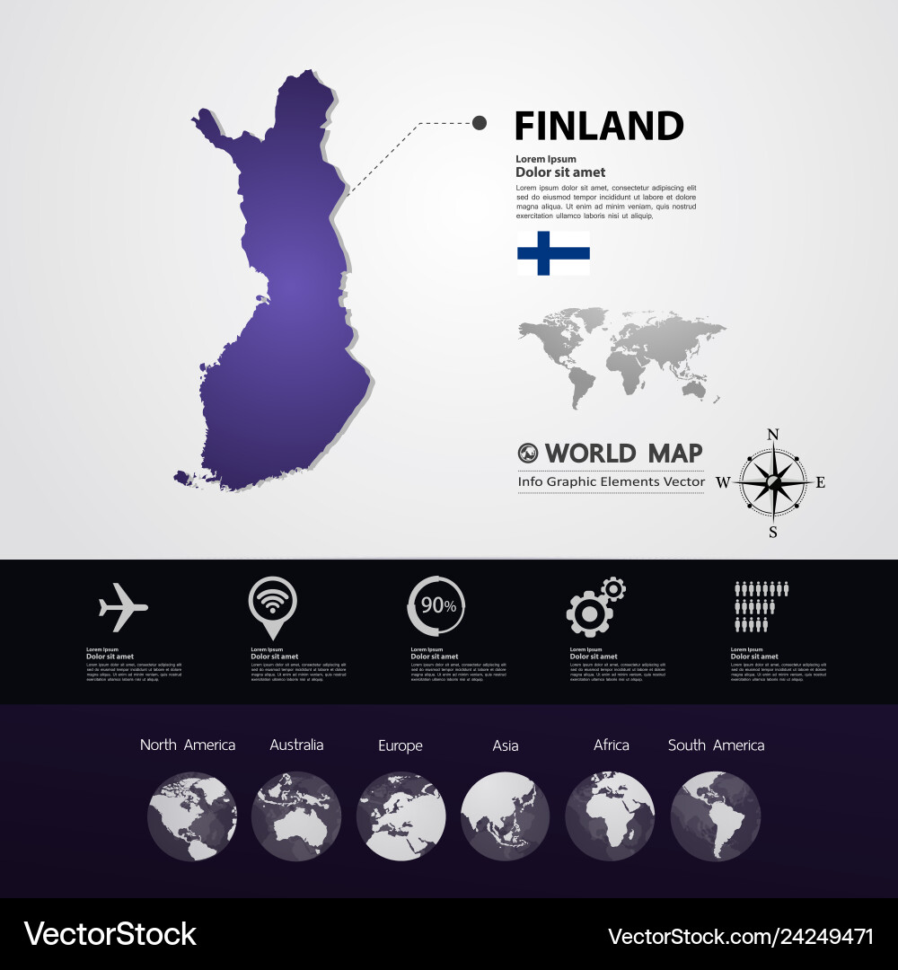 Finland map Royalty Free Vector Image - VectorStock
