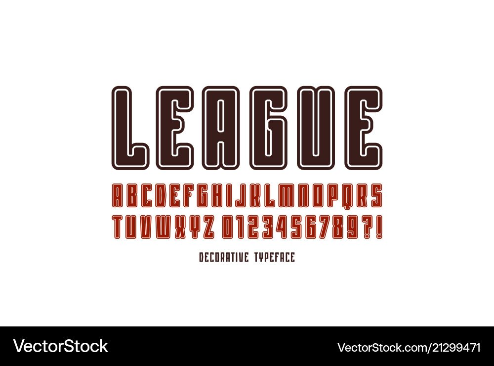 Narrow sans serif font with rounded corners Vector Image