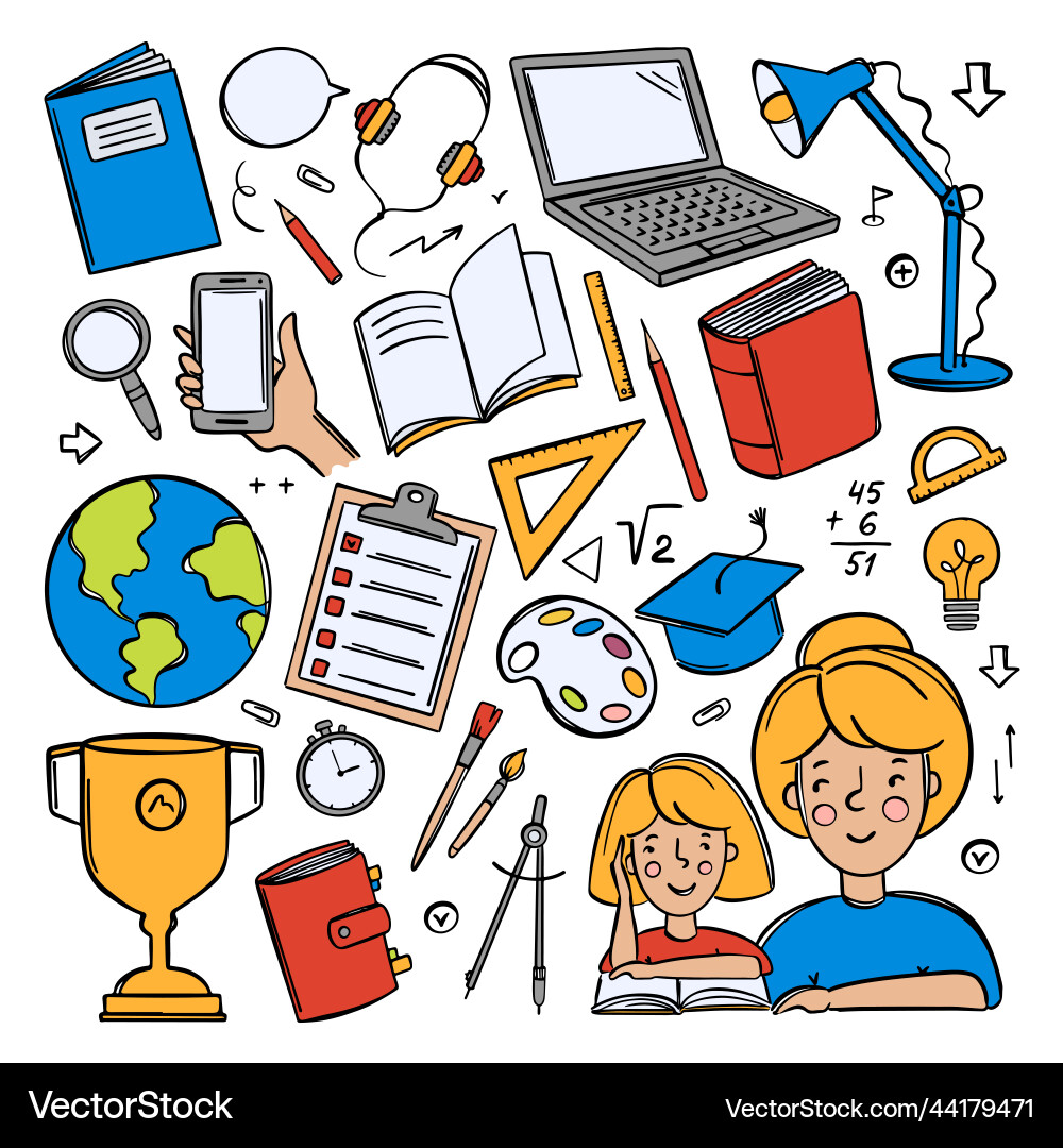 Online Learning School Supplies Royalty Free Vector Image