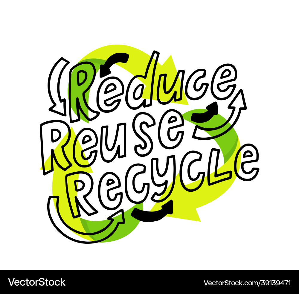 Reduce Reuse Recycle - Green Arrows Royalty Free Vector