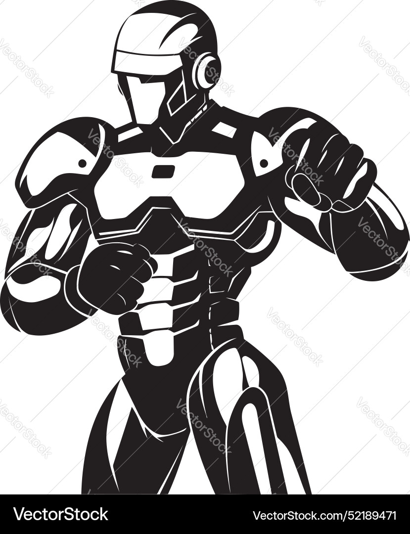 Titanium champion robot boxer black logo icon Vector Image
