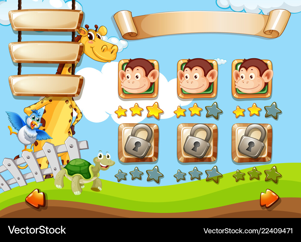 Wild animals game template Royalty Free Vector Image