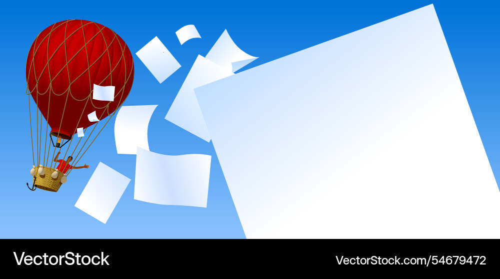 A white blank sheet and red flying balloon Vector Image