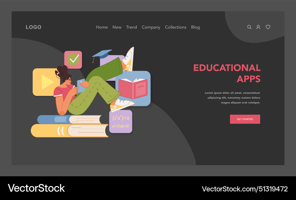 App based learning concept flat Royalty Free Vector Image