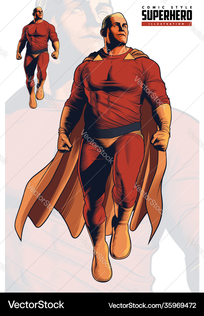 Comic style superhero flying Royalty Free Vector Image