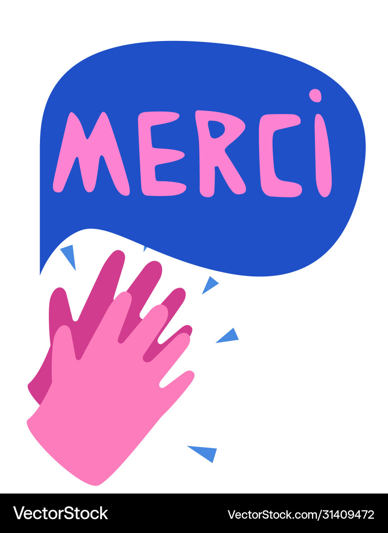 Merci with clapping hands Royalty Free Vector Image