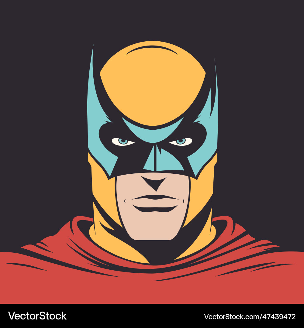 Pop art comic super hero man in mask Royalty Free Vector