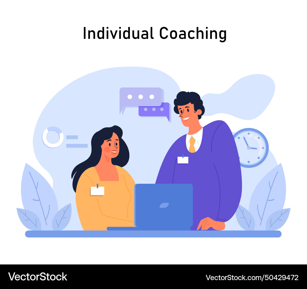 Professional coach guiding a dedicated learner Vector Image