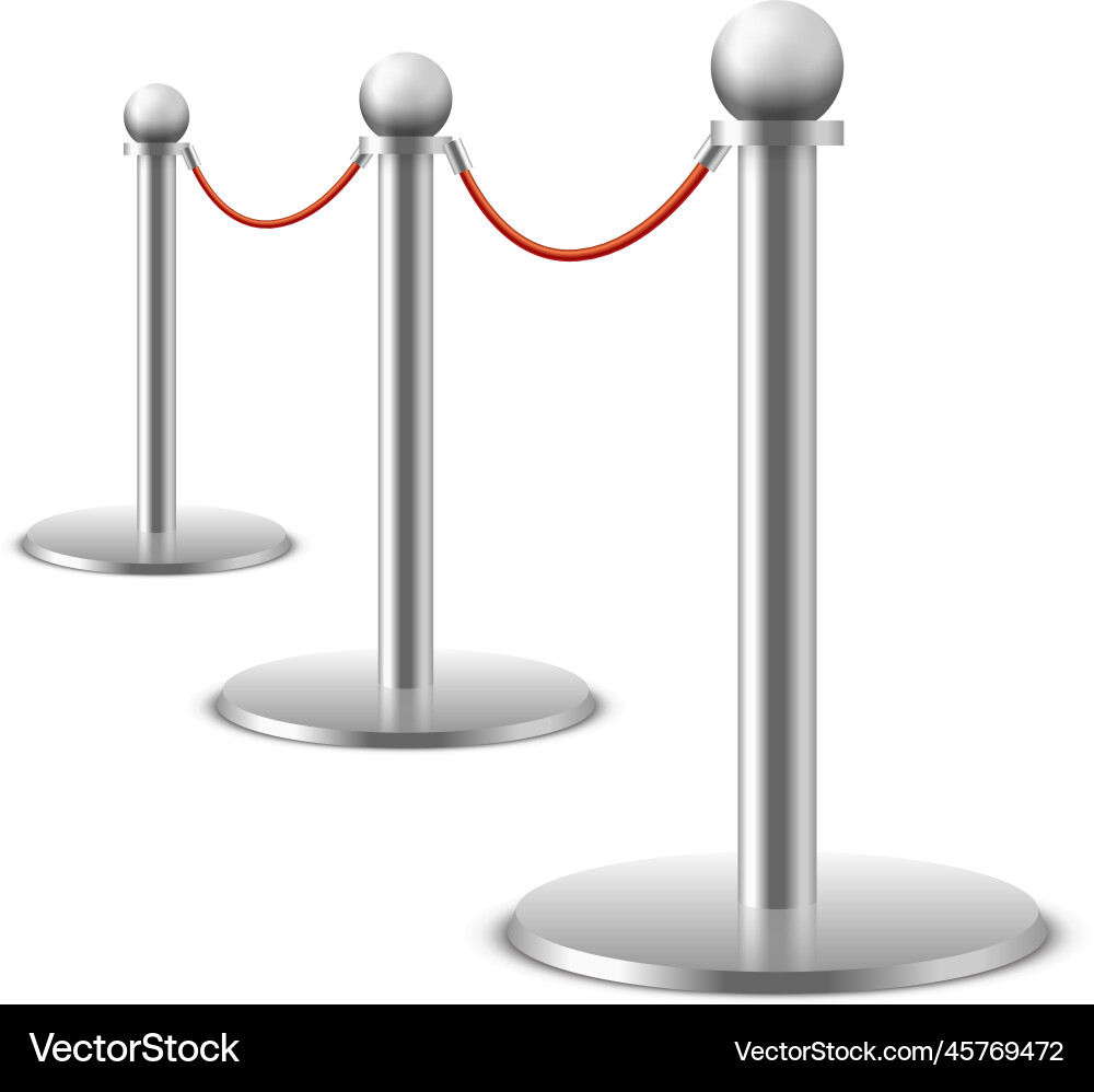 Red rope barrier luxury velvet string vip Vector Image