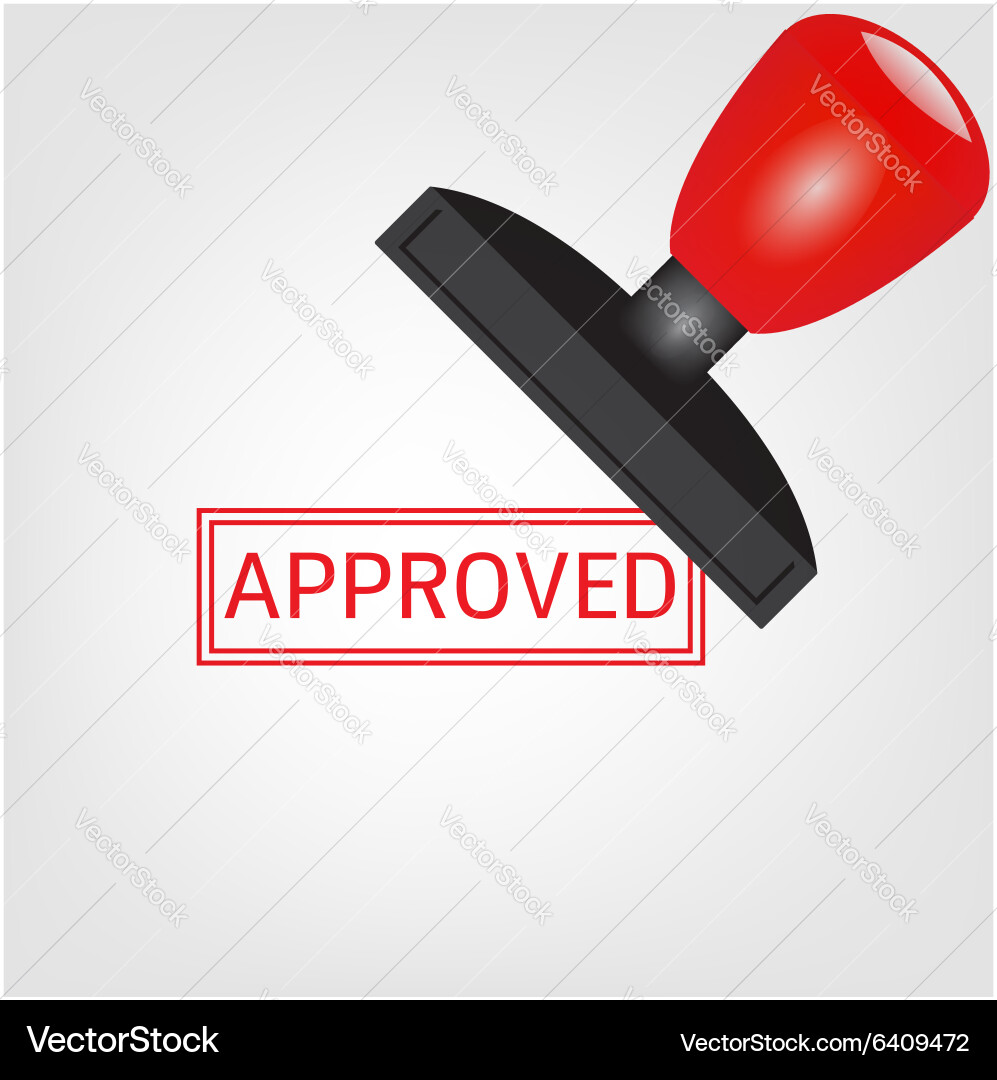 Rubber stamp with approved Royalty Free Vector Image