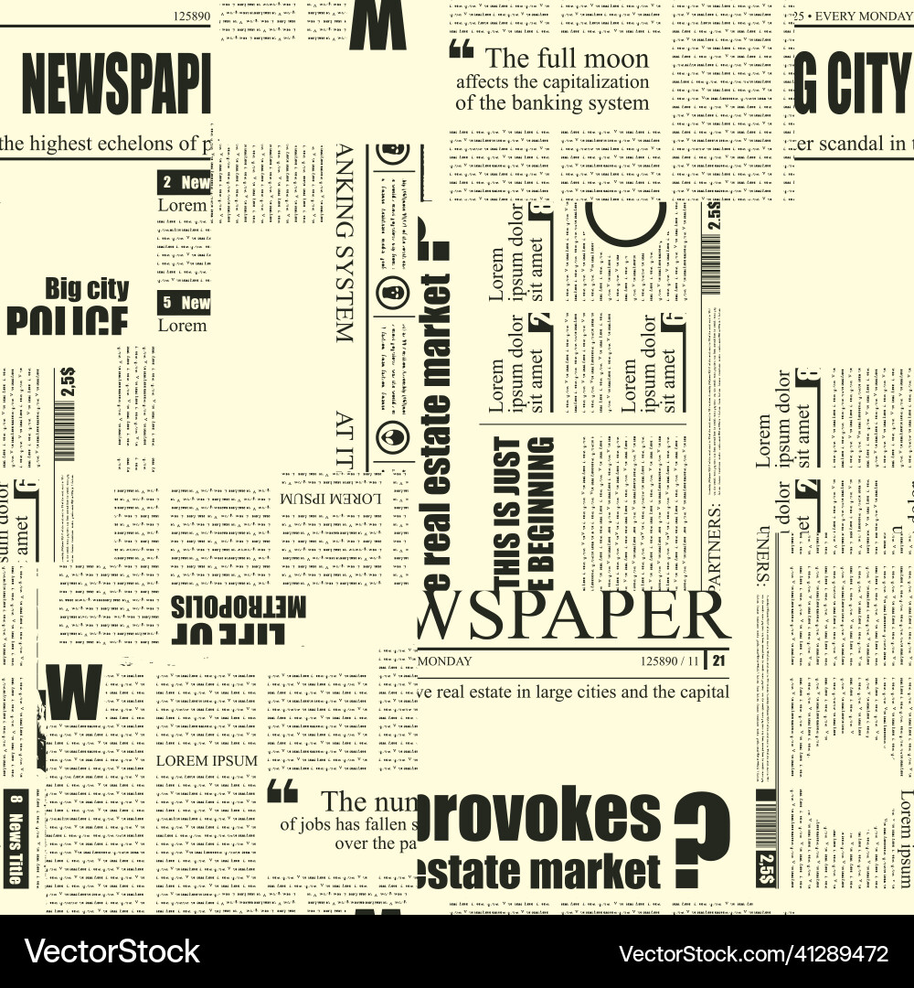 Seamless pattern on the theme of newspapers Vector Image