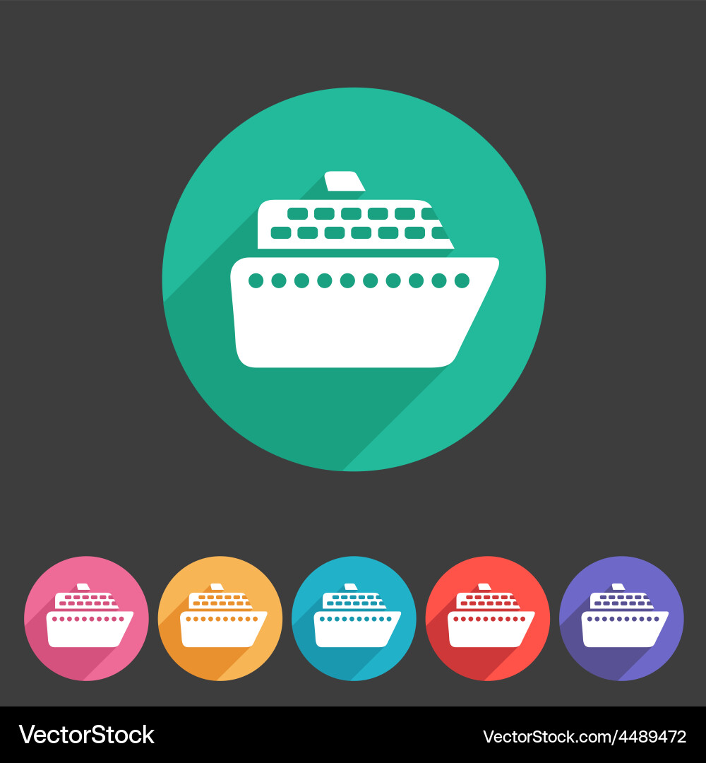 Ship ferry boat flat icon badge set Royalty Free Vector