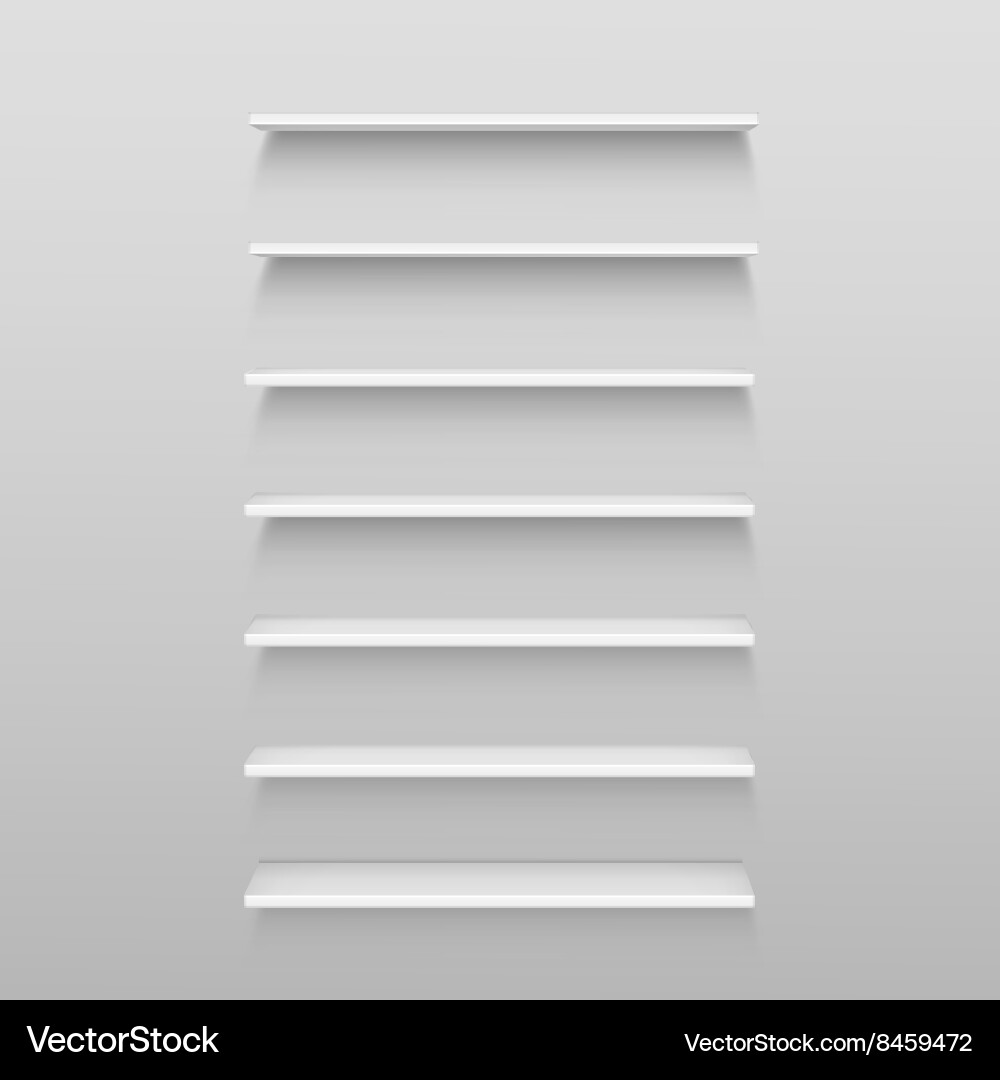 White empty shelf shelves isolated on wall Vector Image