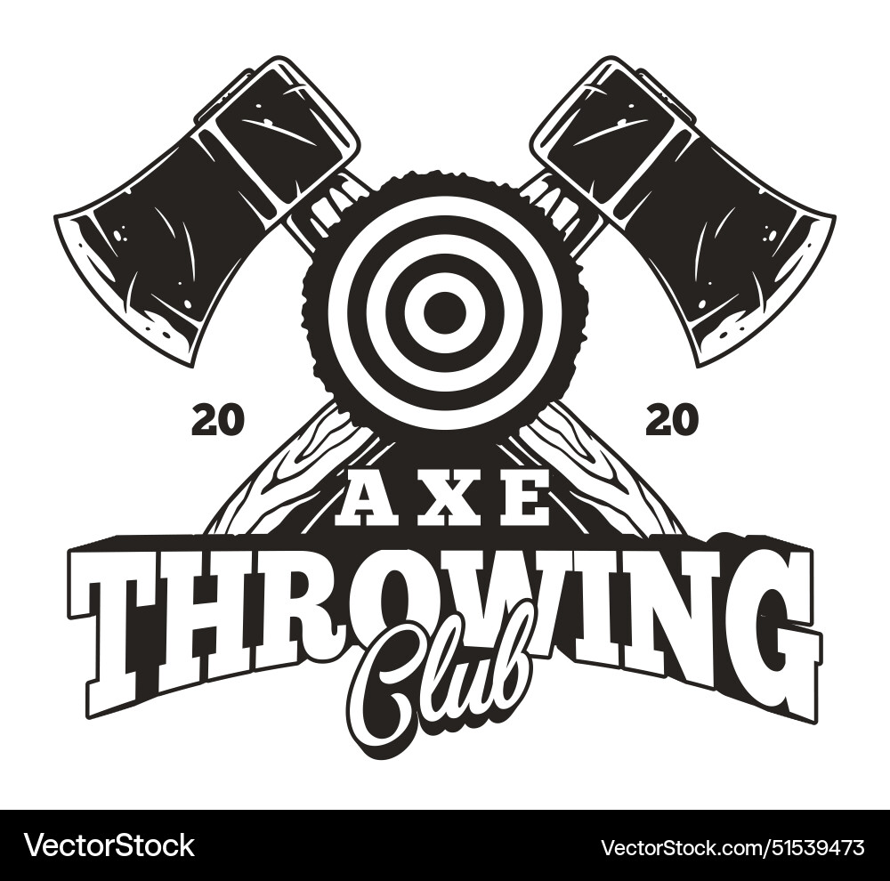 Axe throwing club monochrome poster Royalty Free Vector