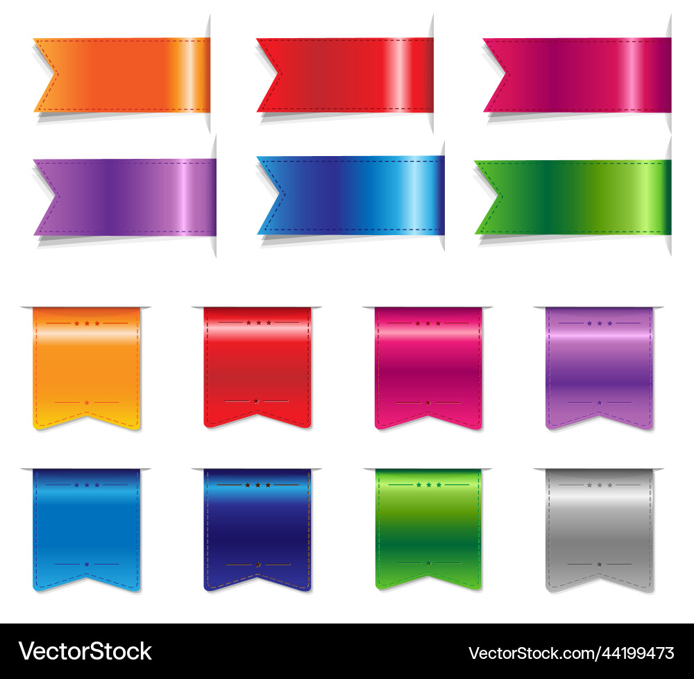 Bright ribbons set isolated white background Vector Image