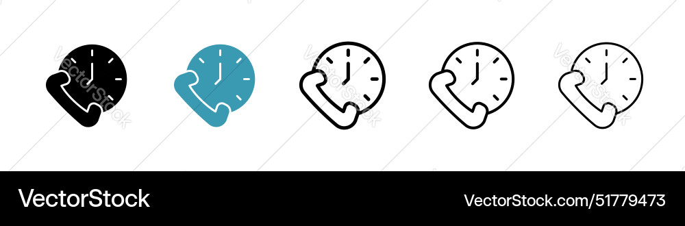 Call duration icon set black filled and outlined Vector Image
