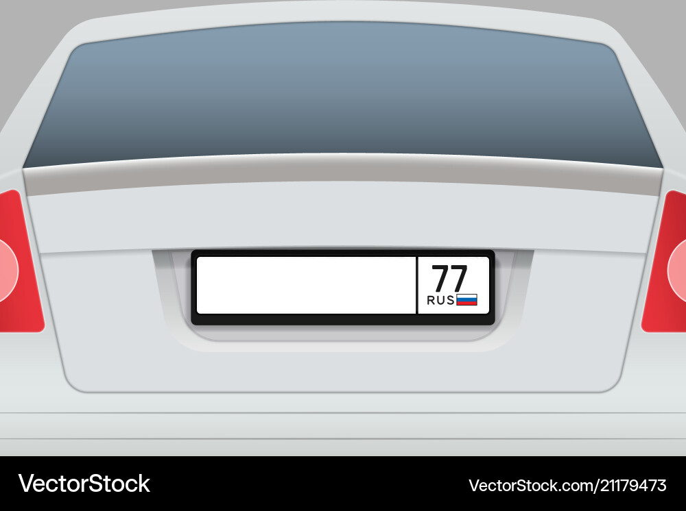 Car back view with number plate Royalty Free Vector Image