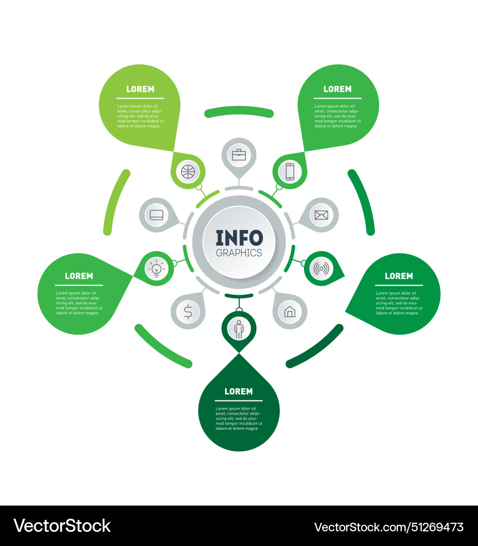 Infograph with five leaf plant cyclic timeline Vector Image