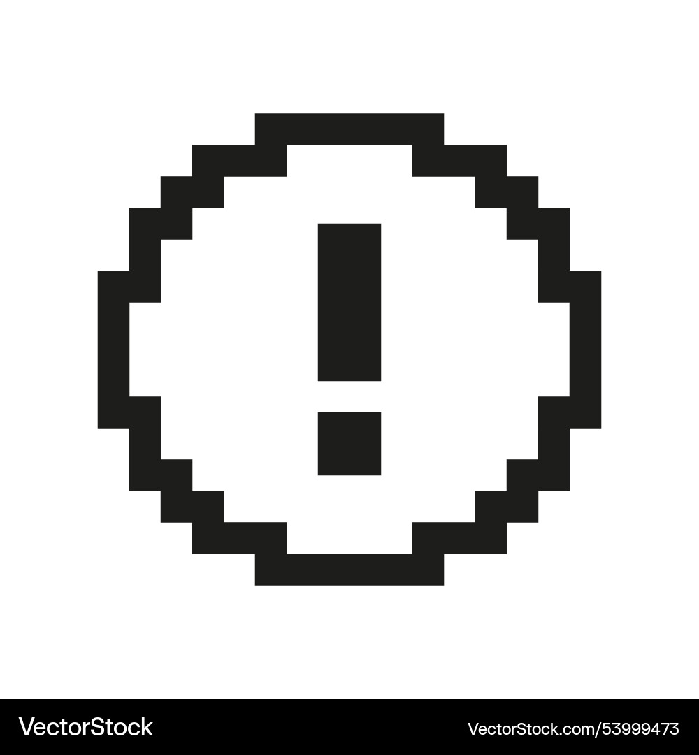 Pixel art exclamation mark in circle icon Vector Image