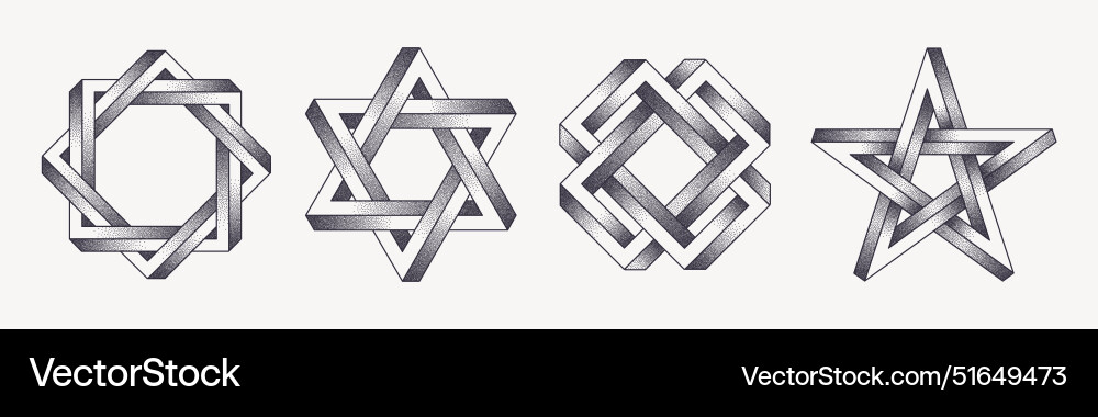 Set of tattoo style impossible shapes Royalty Free Vector