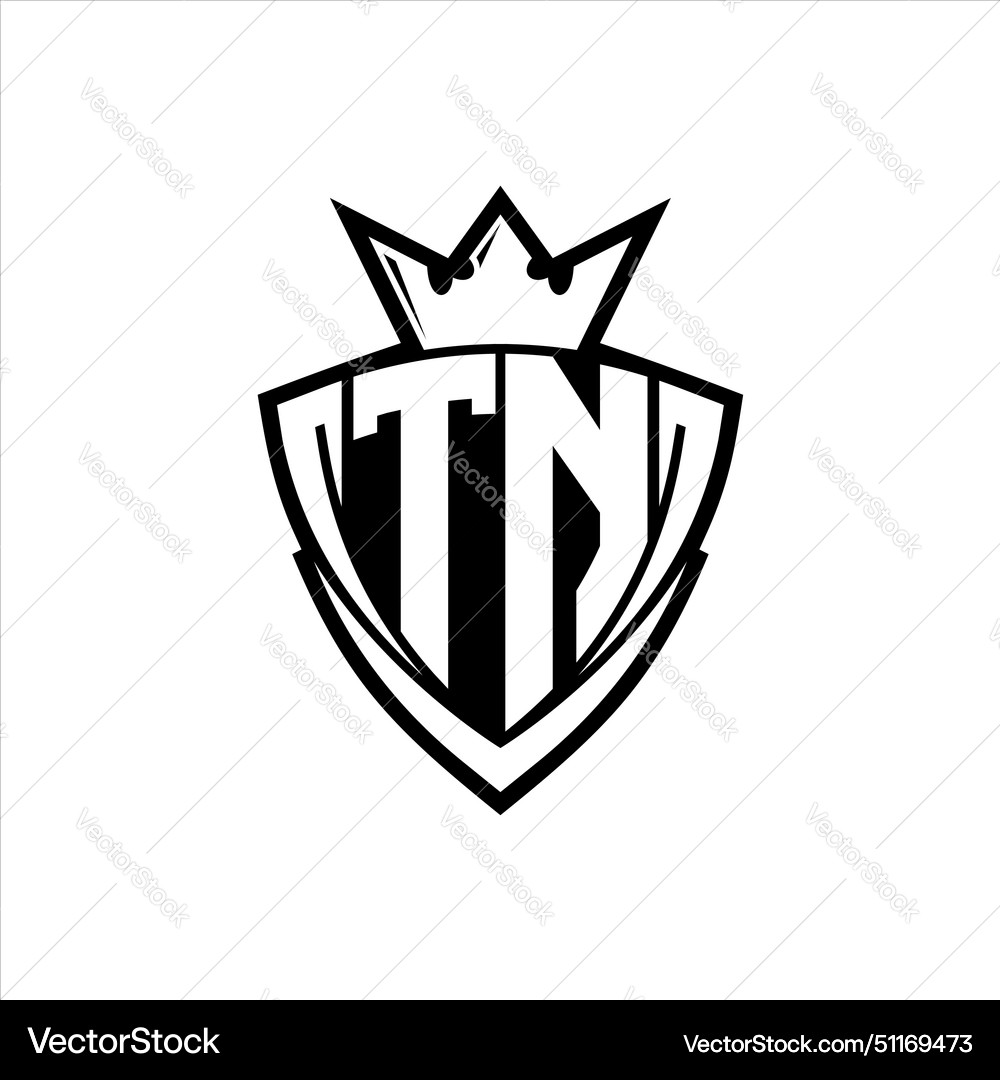 Tn letter logo with sharp triangle shield shape Vector Image