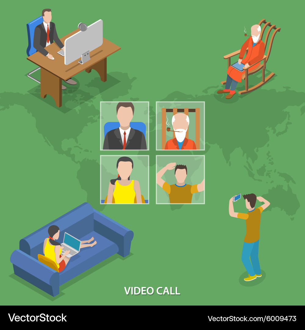 Video call isometric flat concept Royalty Free Vector Image
