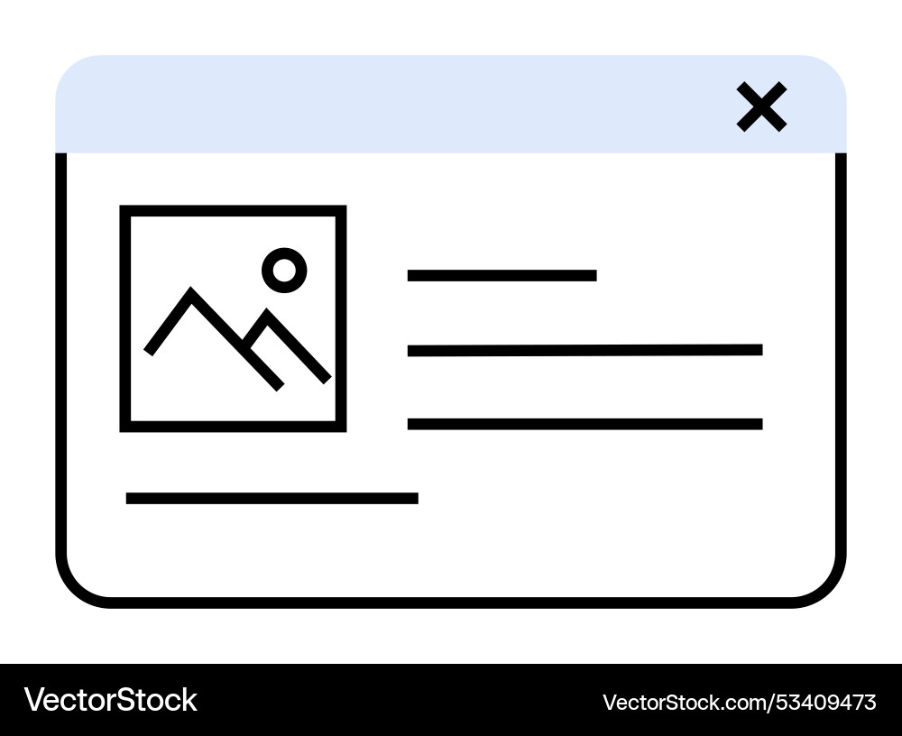 Web browser interface with image placeholder Vector Image