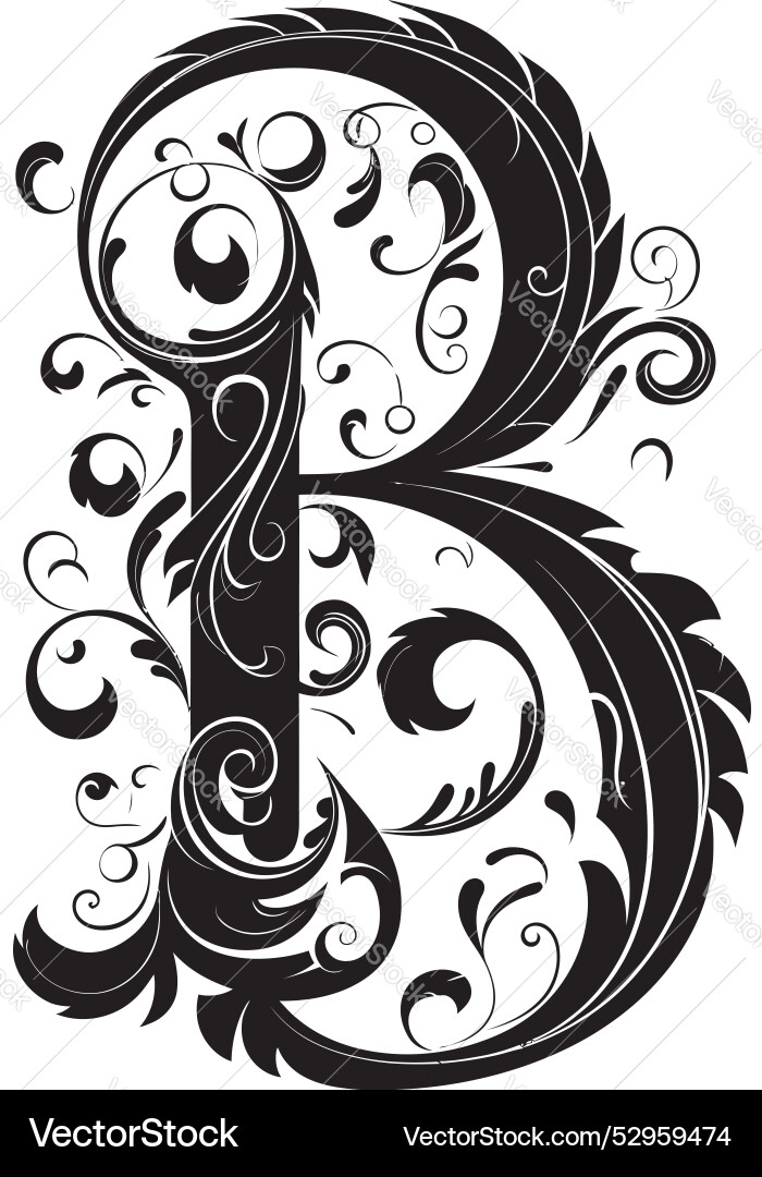 Bespangled accents embellished letter b font Vector Image