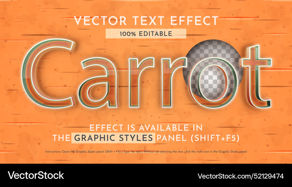Carrot stroke editable text effect graphic style Vector Image