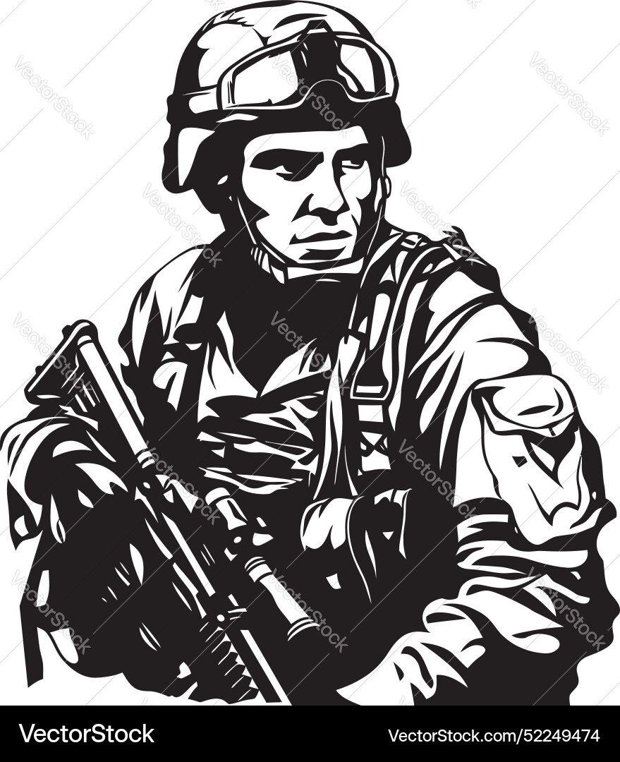 Commando defender elegant soldier holding gun Vector Image