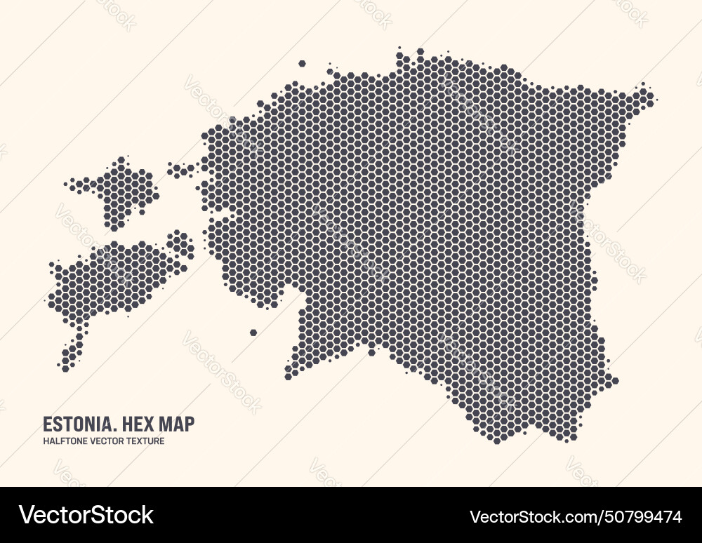 Estonia map hexagonal half tone pattern isolated Vector Image