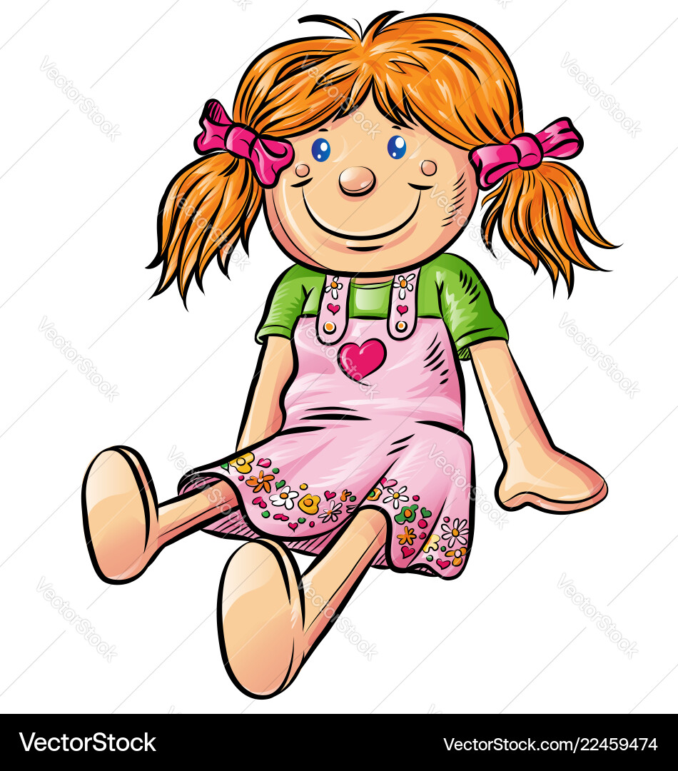 Fun doll cartoon Royalty Free Vector Image - VectorStock