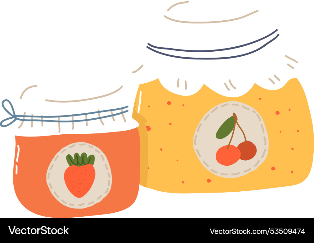 Hand drawn berries jam jars Royalty Free Vector Image
