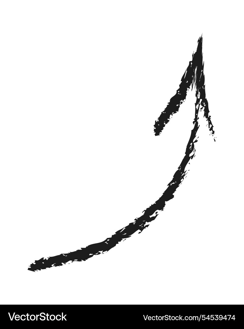 Harcoal arched arrow up hand drawn Royalty Free Vector Image