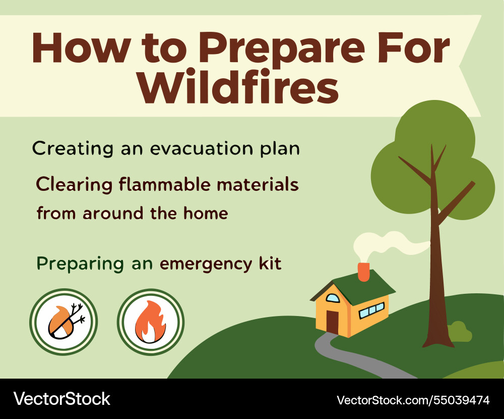 Infographic on how to prepare for wildfires Vector Image