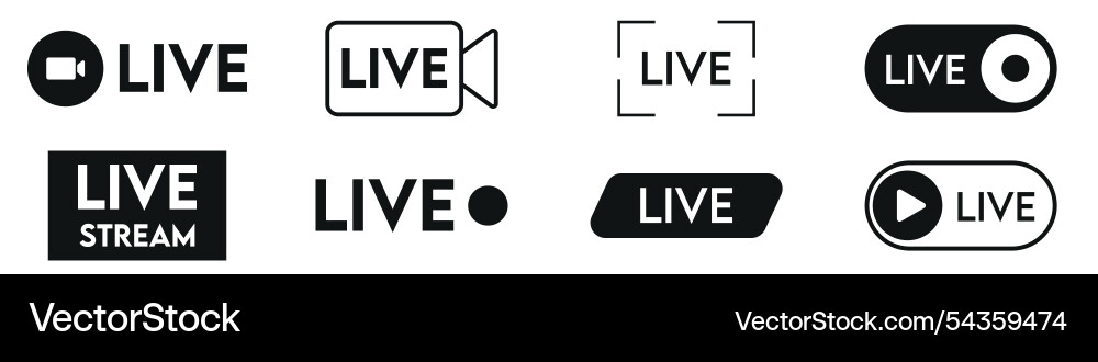 Live streaming icon set live stream logo icons Vector Image
