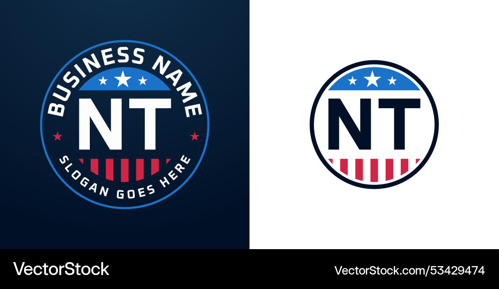 Patriotic nt logo design letter Royalty Free Vector Image
