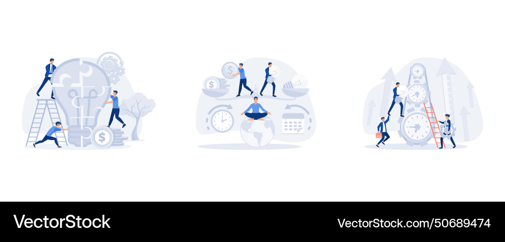 People connecting puzzle elements teamwork Vector Image